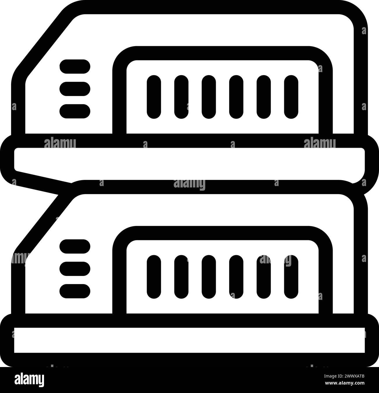 Multi level paper tray icon outline vector. Desk files container ...
