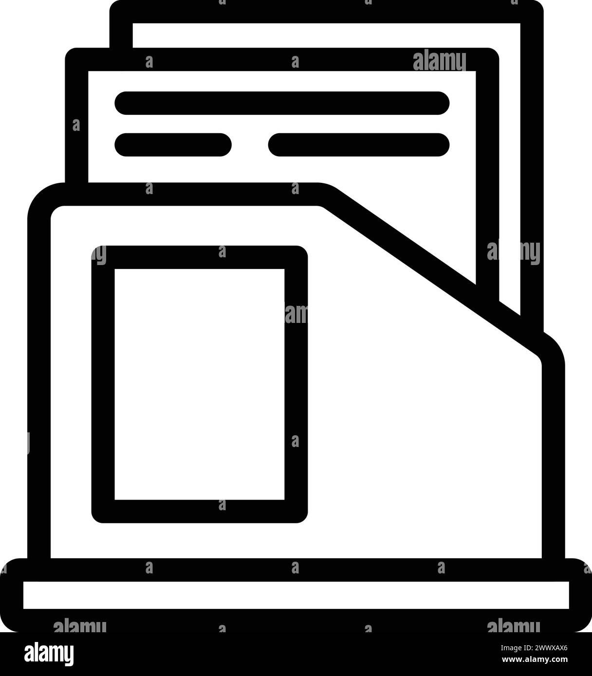 File office storage box icon outline vector. Desktop document shelf. Paperwork container item ...