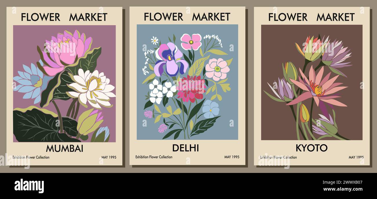 Set of abstract Flower Market art posters Stock Vector Image & Art - Alamy