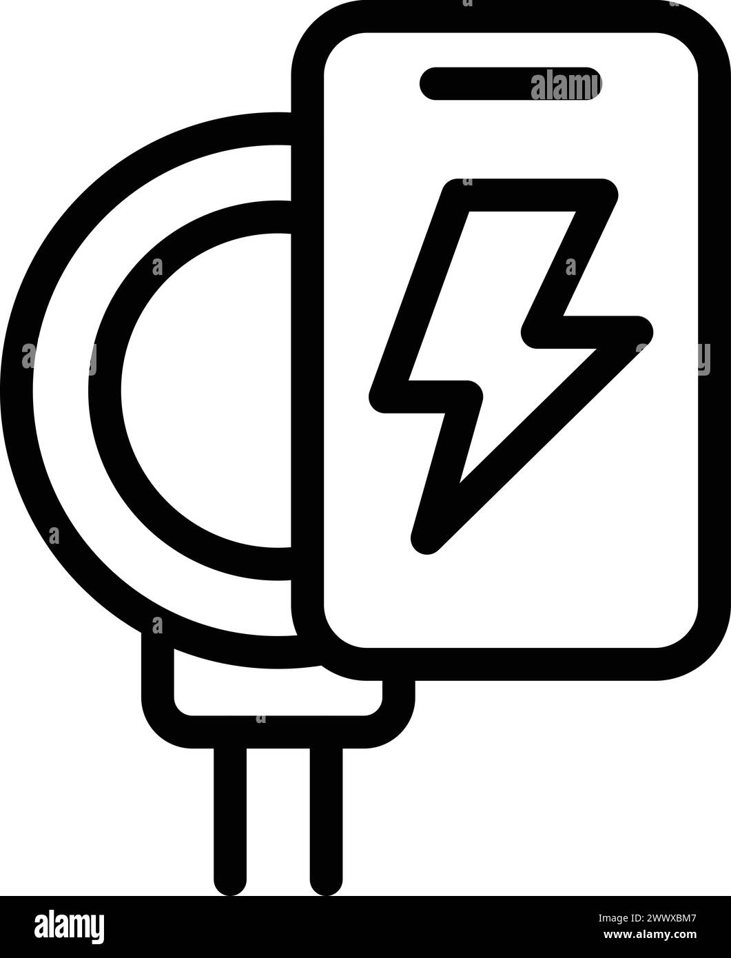 Cordless charger icon outline vector. Wireless device charging. Modern ...