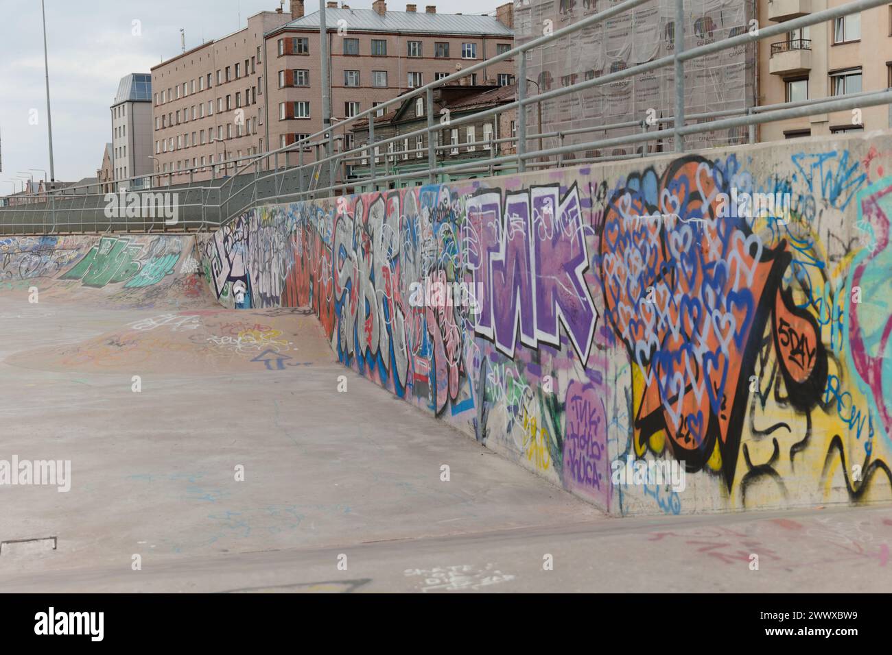 Small skatepark in Riga with graffiti Stock Photo - Alamy