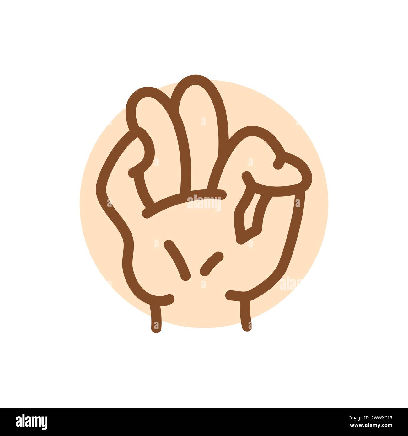 Cartoon gesture line icons set. Character hand. Vector isolated element. Editable stroke Stock ...