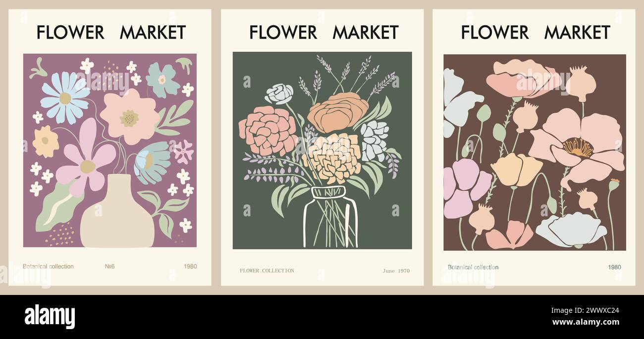 Set of abstract Flower Market art posters Stock Vector Image & Art - Alamy