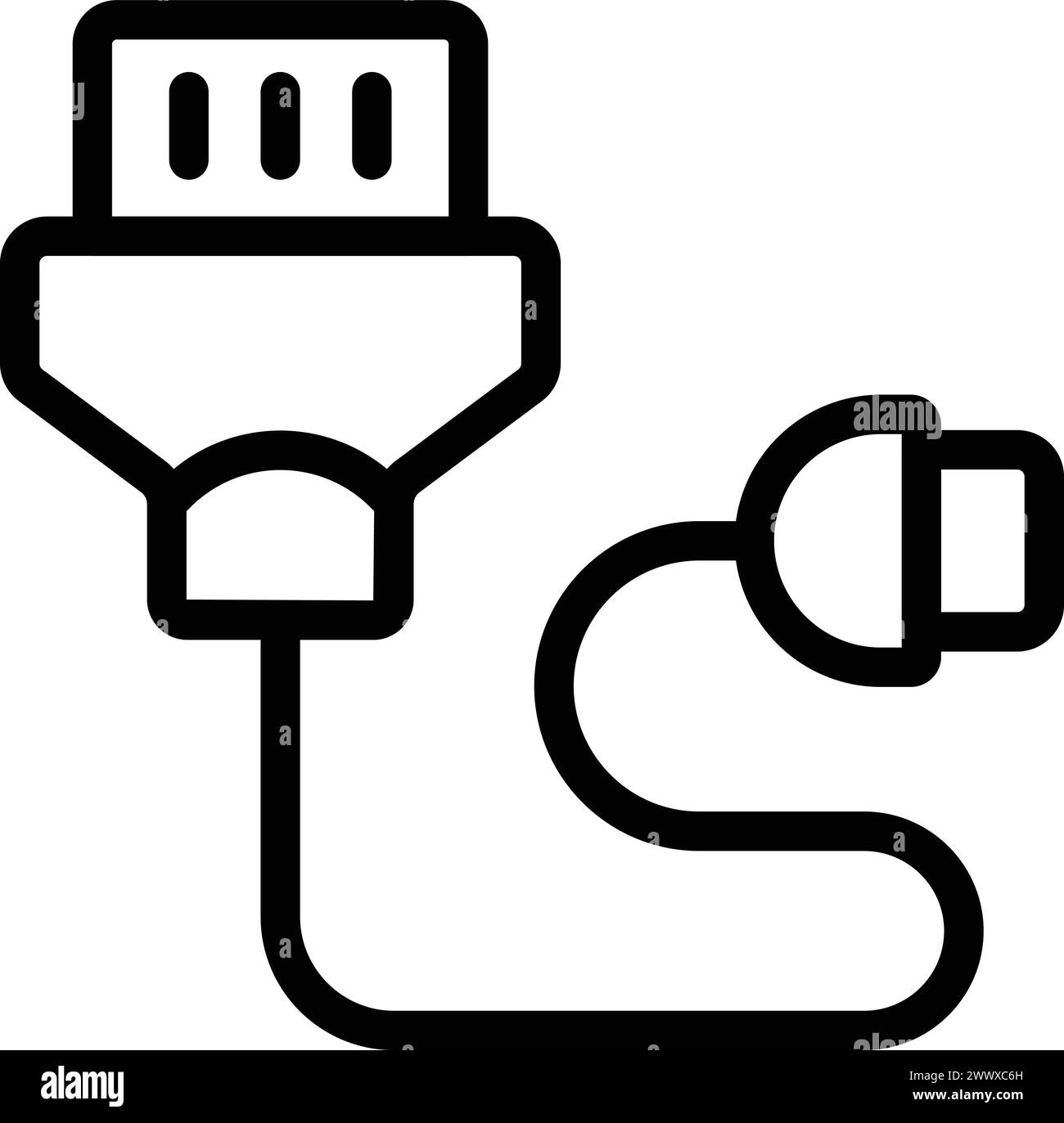 Power USB cable icon outline vector. Electrical digital gadget recharge ...