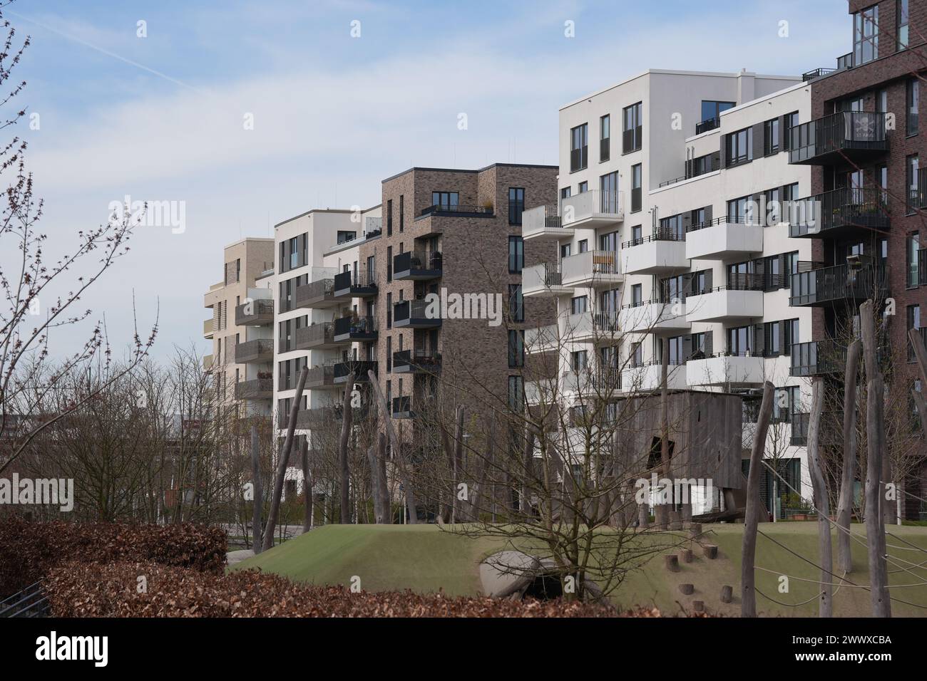 Hamburg, Germany. 26th Mar, 2024. View of balconies of residential ...