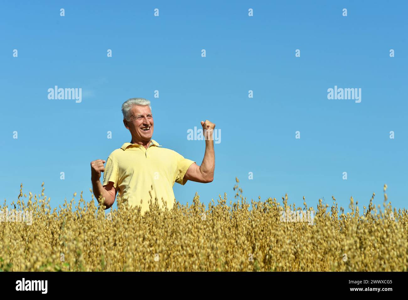 Elderly man in field wheat hi-res stock photography and images - Alamy