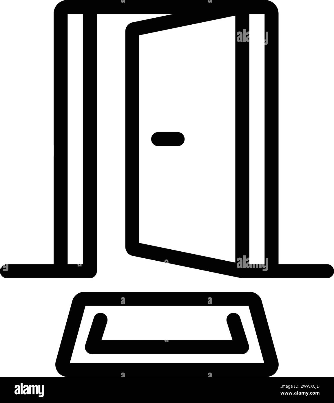 Open door with mat icon outline vector. Home entrance. Floor entryway rug Stock Vector Image ...