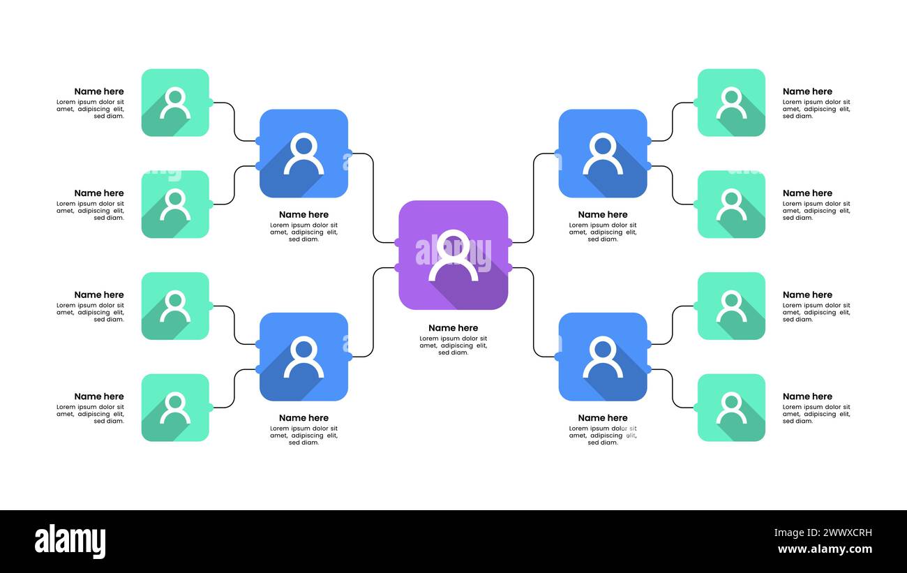 Infographic template. Organization chart with business avatar icons ...