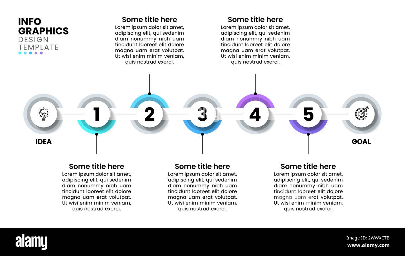 Infographic template with icons and 5 options or steps. From idea to ...