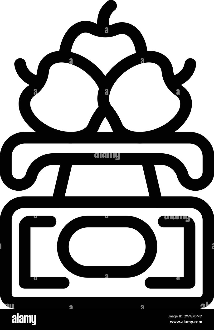 Apples on scale icon outline vector. Measure fruit weight. Domestic ...