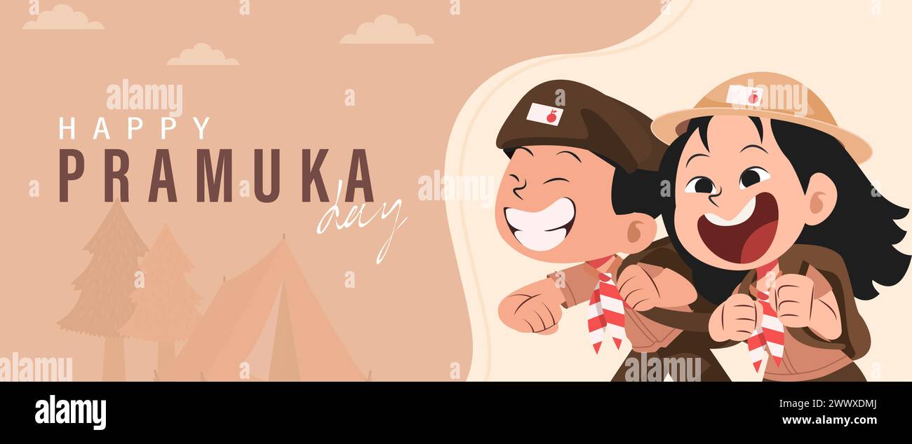 Translate: Happy Scout Day August 14 Indonesian Festival Day. Selamat ...