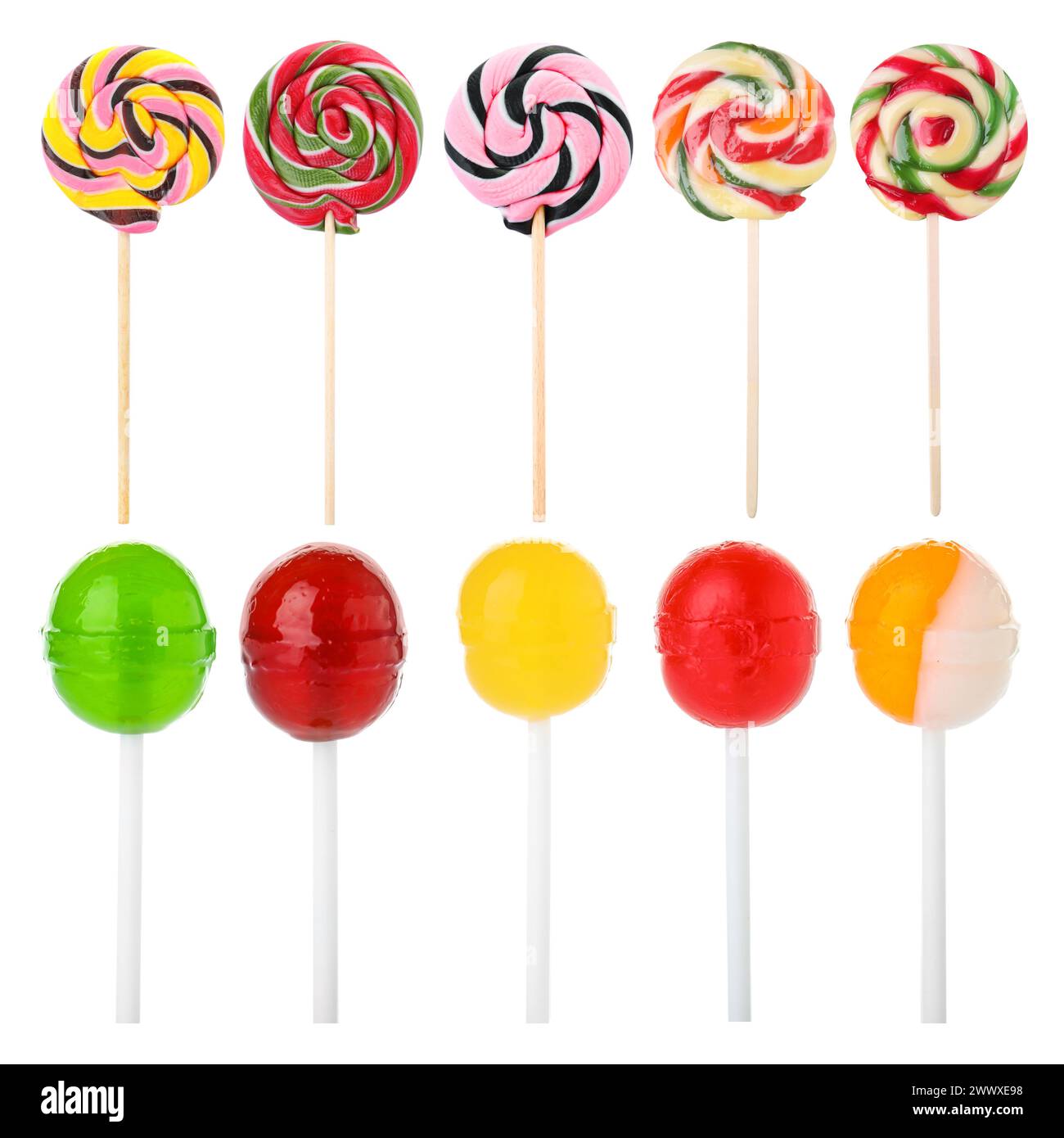 Different colorful lollipops isolated on white, set Stock Photo - Alamy