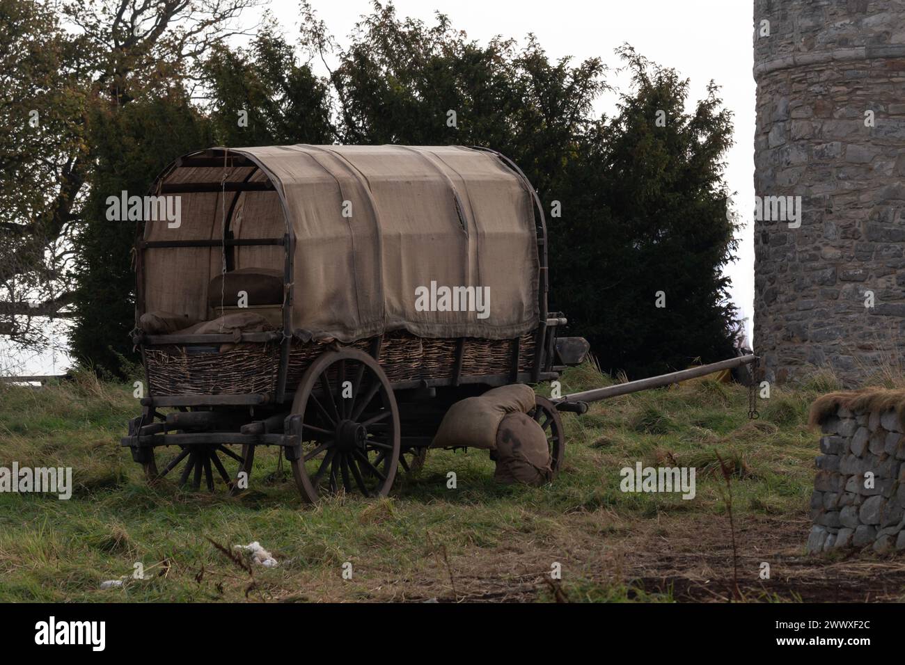 Medieval cart / wagon in a field in Scotland Stock Photo - Alamy