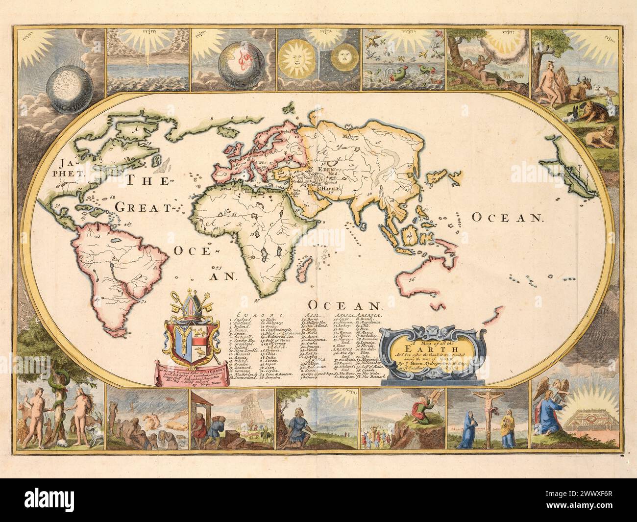 Vintage Pictorial Religious World Map. "A Map of Earth and how after ...