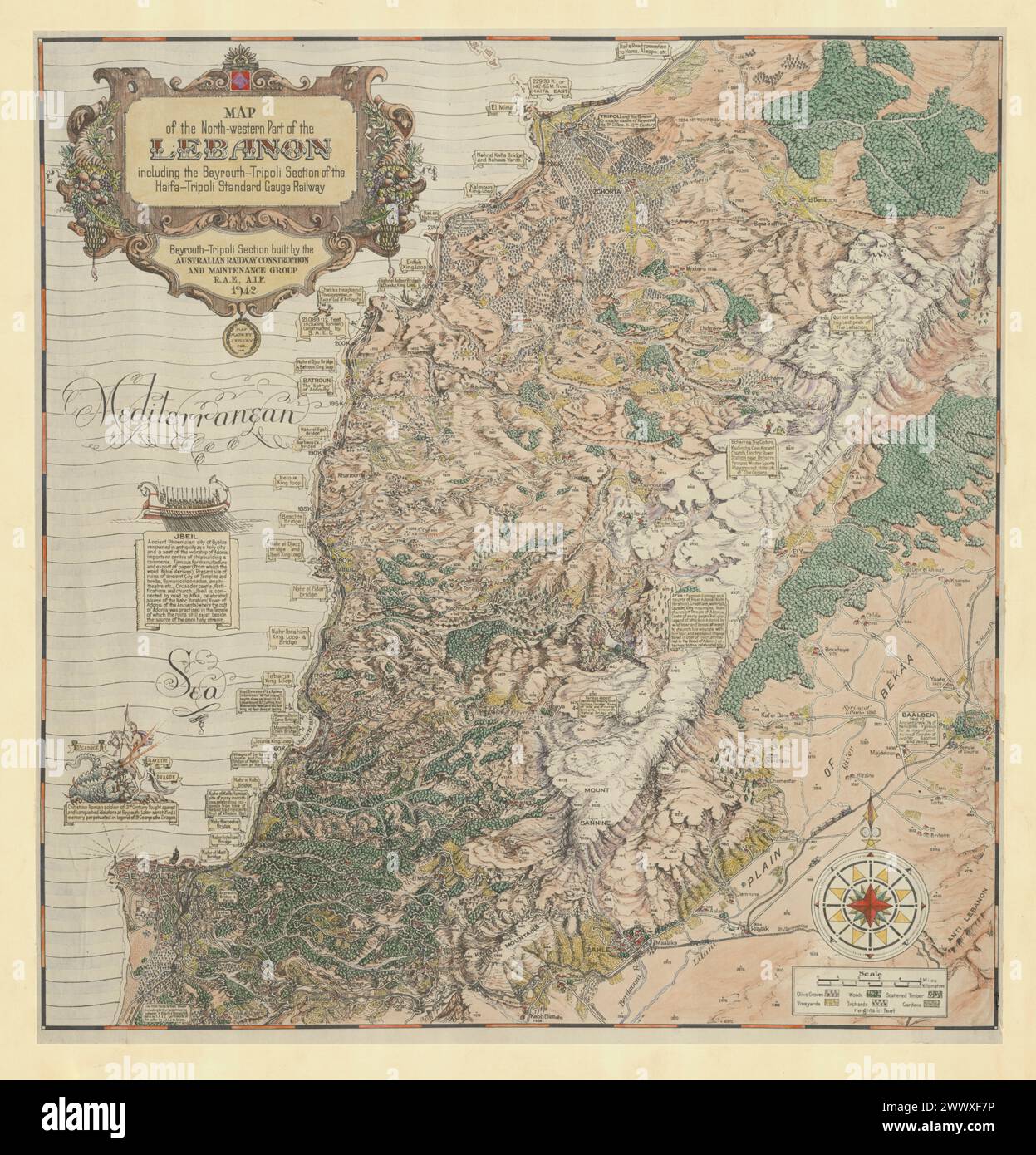 Vintage Map of the north-western part of the Lebanon / drawn by J ...