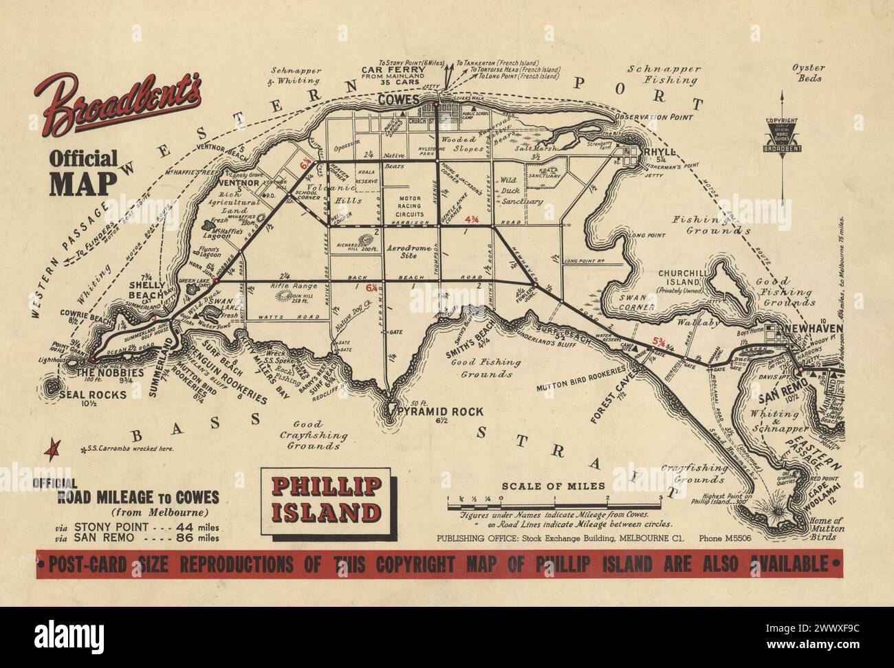 Vintage Tourist Map. Phillip Island, Broadbent's official map ...