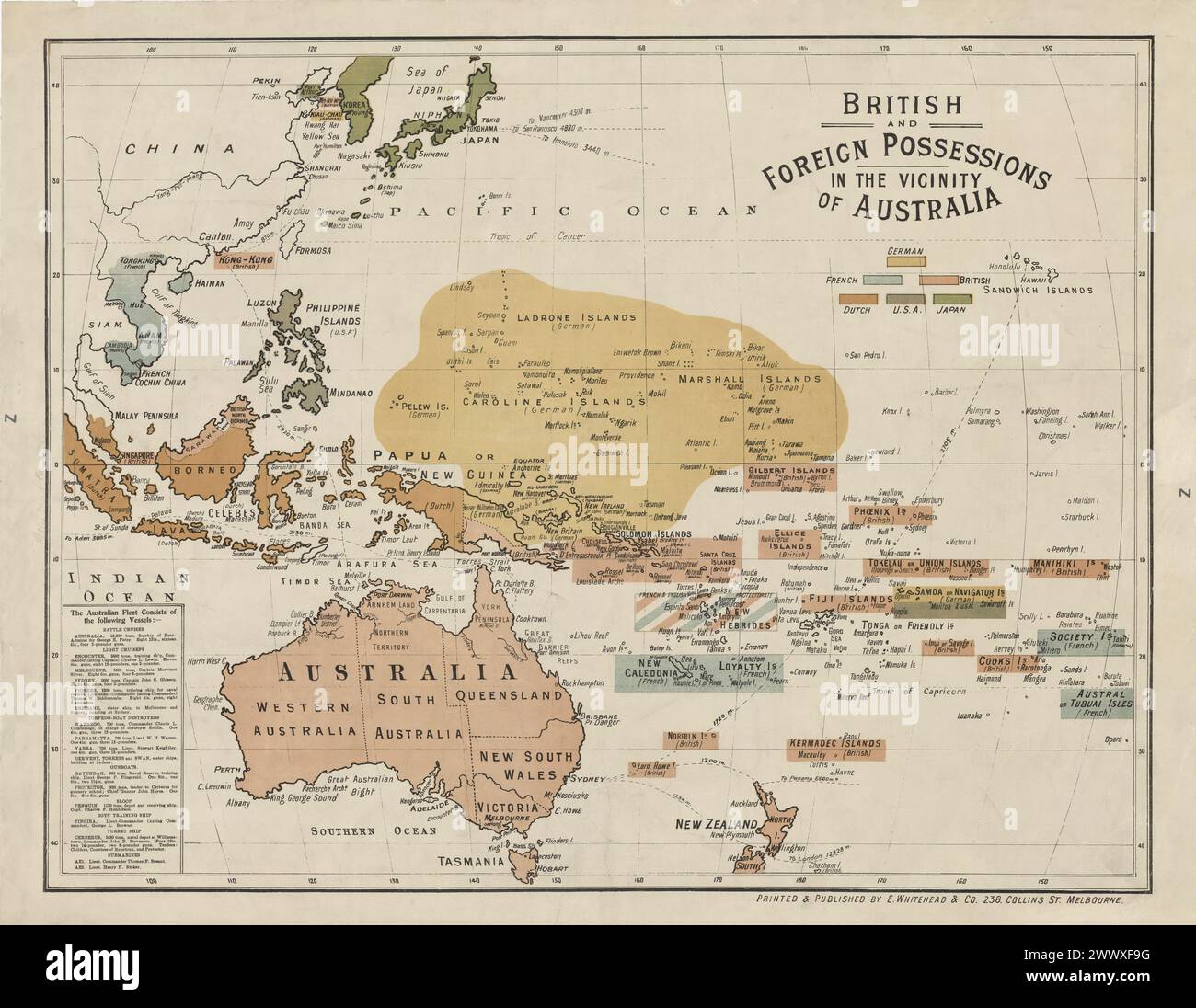 Vintage Map. British and foreign possessions in the vicinity of ...