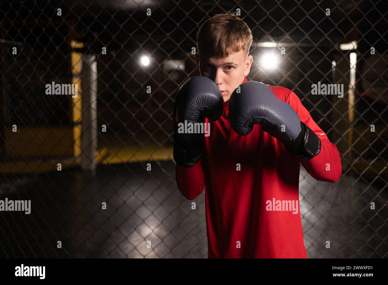 Young man in boxing pose hi-res stock photography and images - Alamy