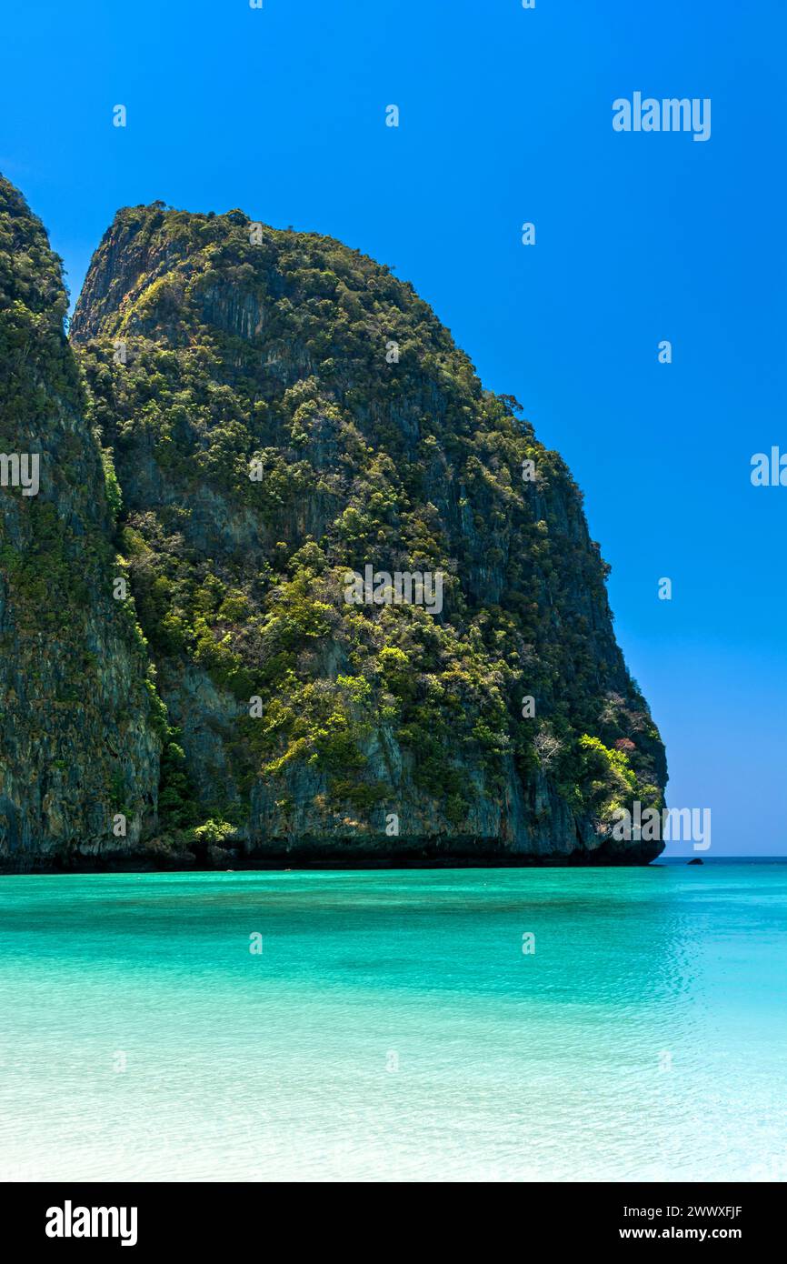 Beautiful Maya Bay beach on Phi Phi Ley island in Thailand Stock Photo ...