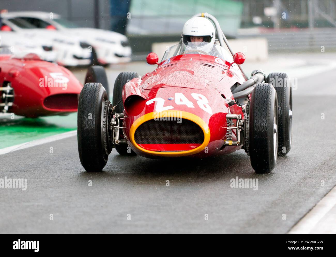 Klaus Lehr, driving his Red, 1957, Maserati 250F, down the ...
