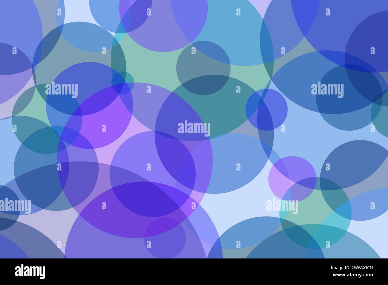 A serene and calming pattern of blue and purple circles overlapping ...