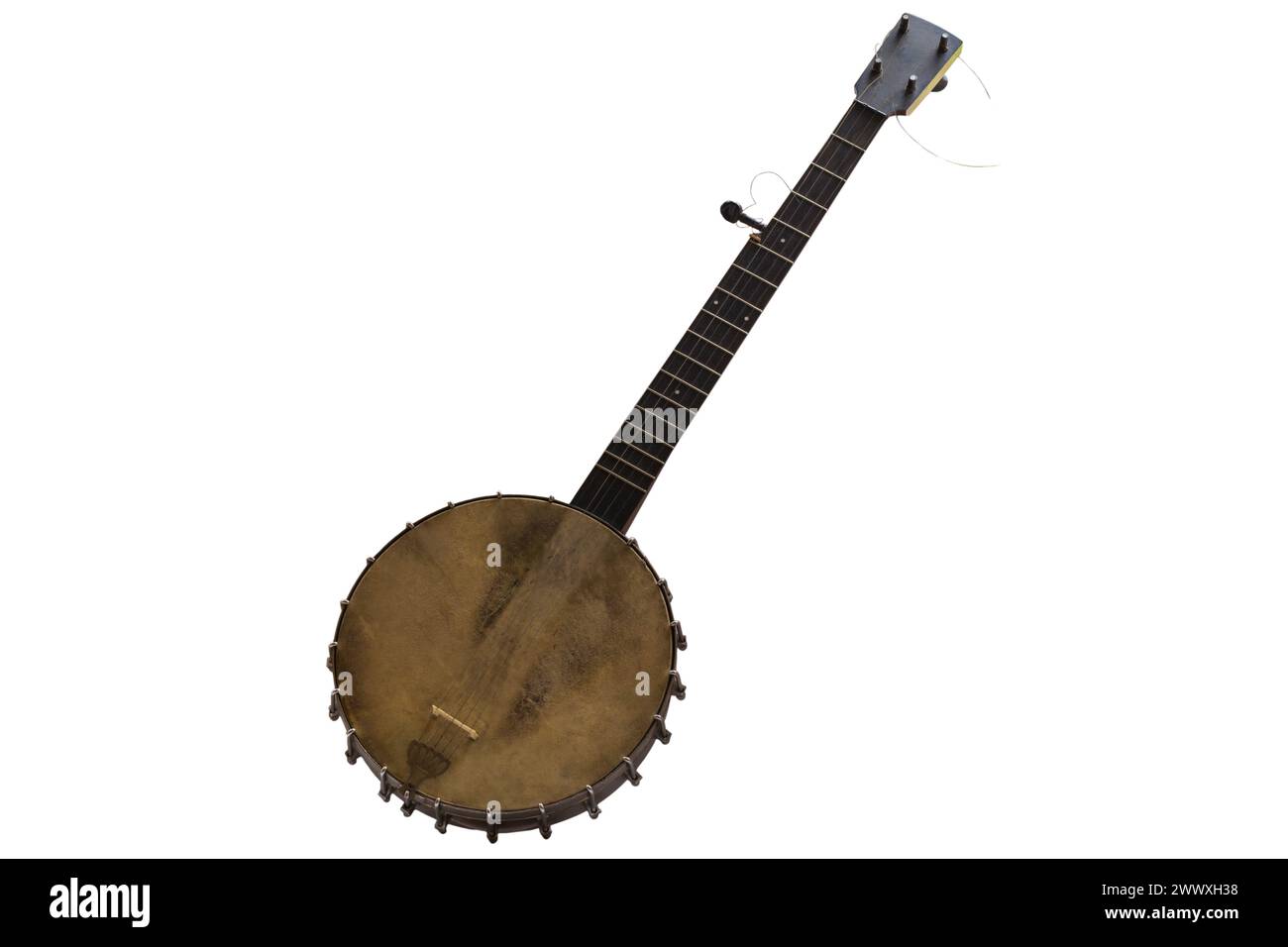 vintage W.Temlett banjo musical instrument isolated on white background ...