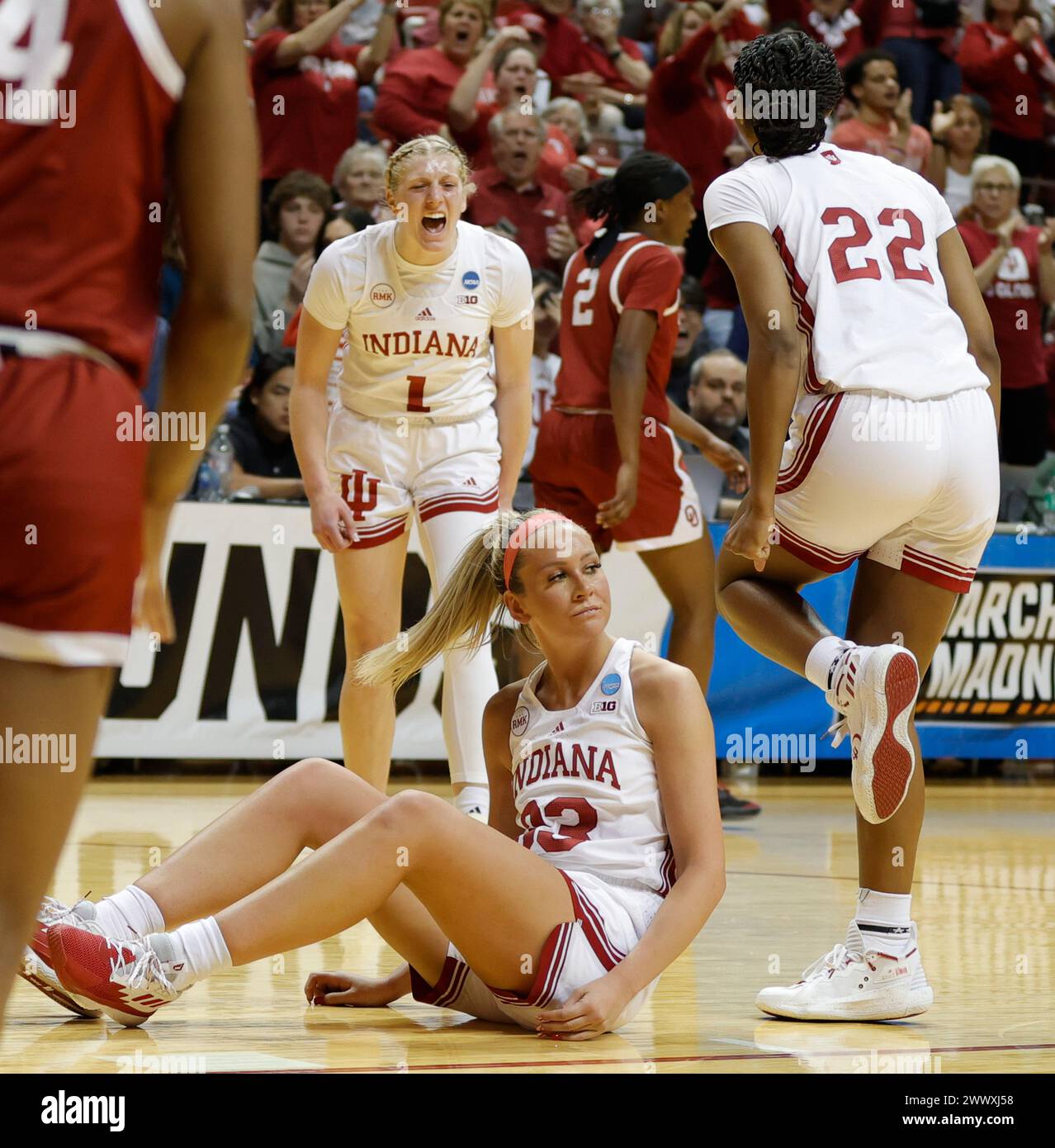 Indiana Hoosiers guard Sydney Parrish (33) reacts after being fouled ...