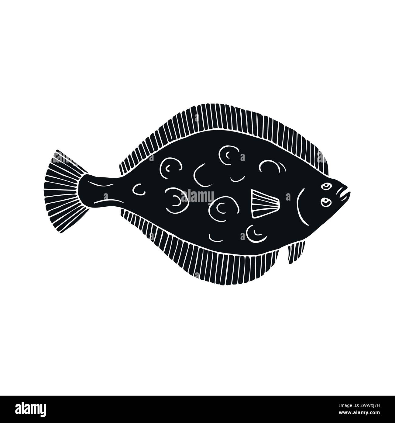 Vector hand drawn doodle sketch flounder fish isolated on white background Stock Vector Image ...