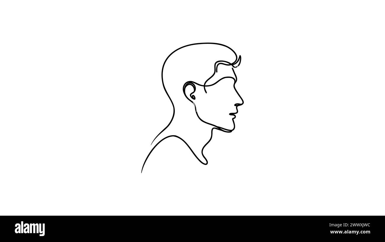 Continuous Line Drawing Of Man Profile Abstract Man Face Minimalistic Beauty Concept Vector
