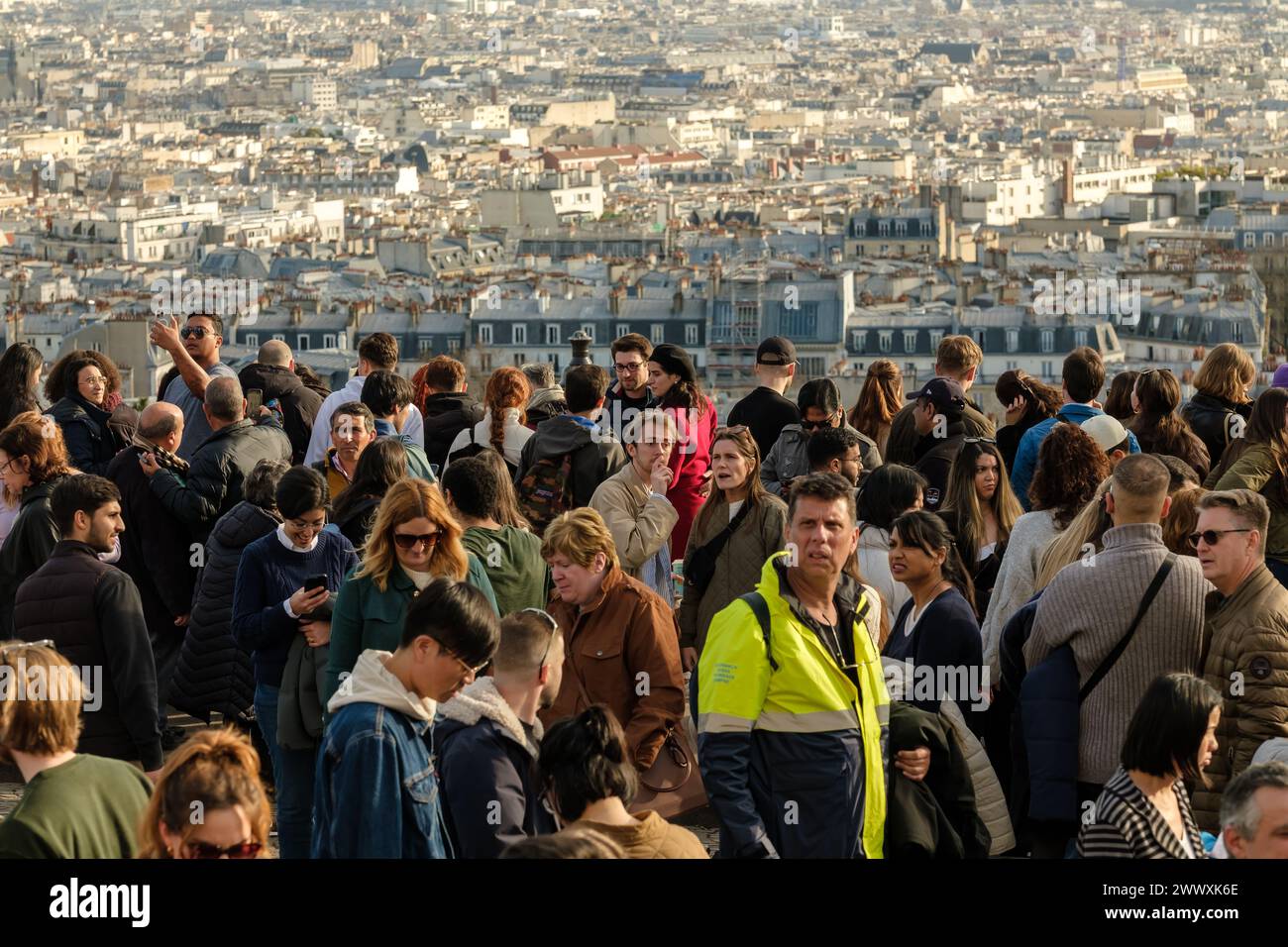 Paris, France - February 17, 2024 : View of crowds of tourists in ...