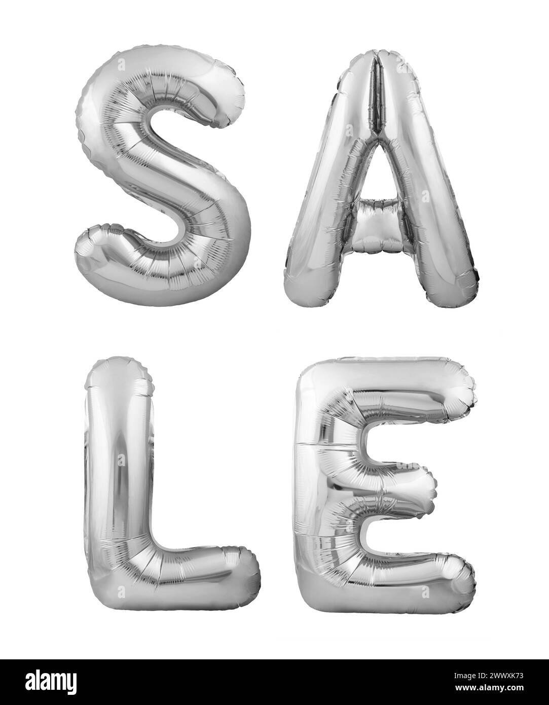 Silver helium balloons forming the word SALE Stock Photo - Alamy