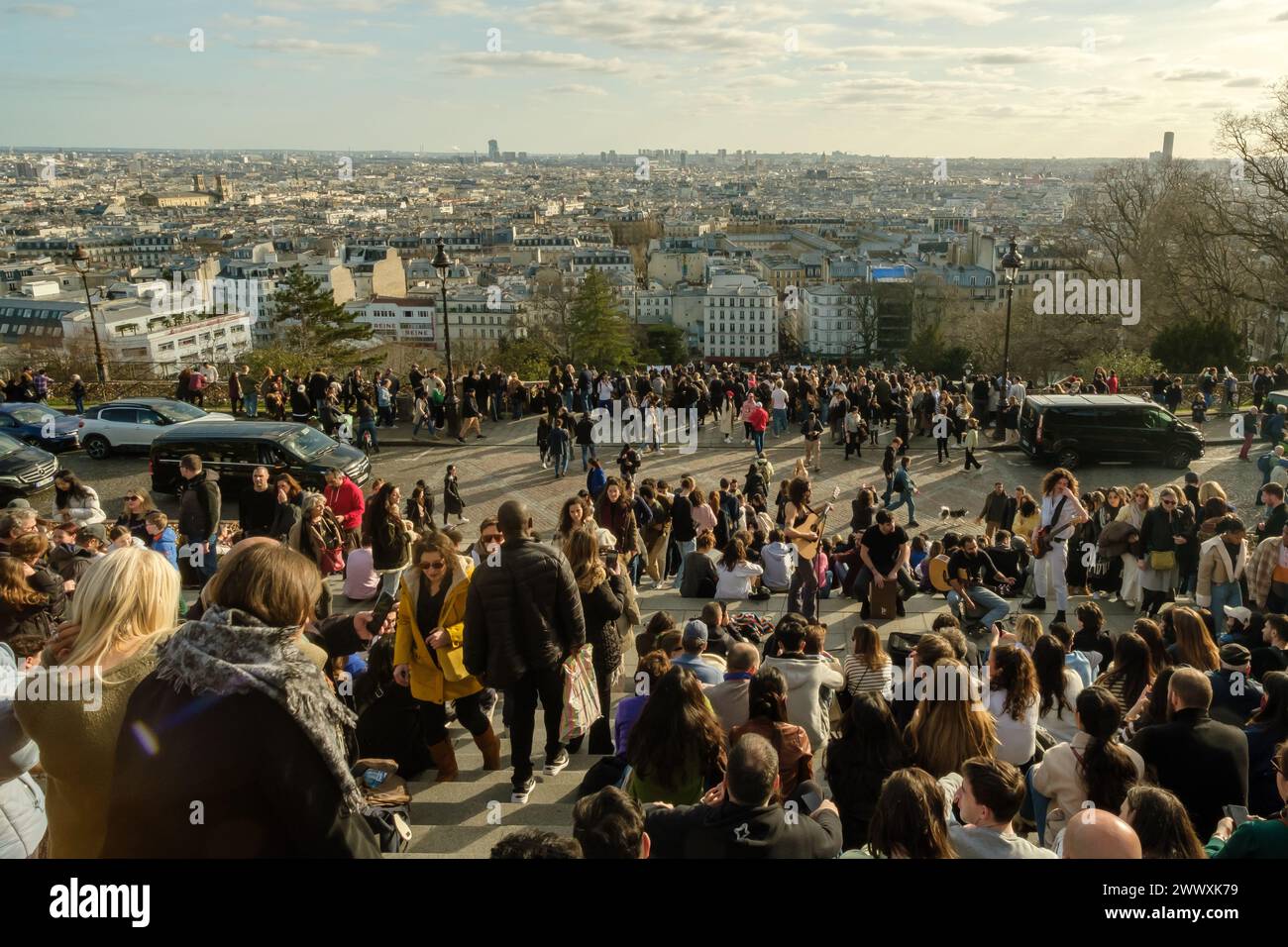 Paris, France - February 17, 2024 : View of crowds of tourists in ...