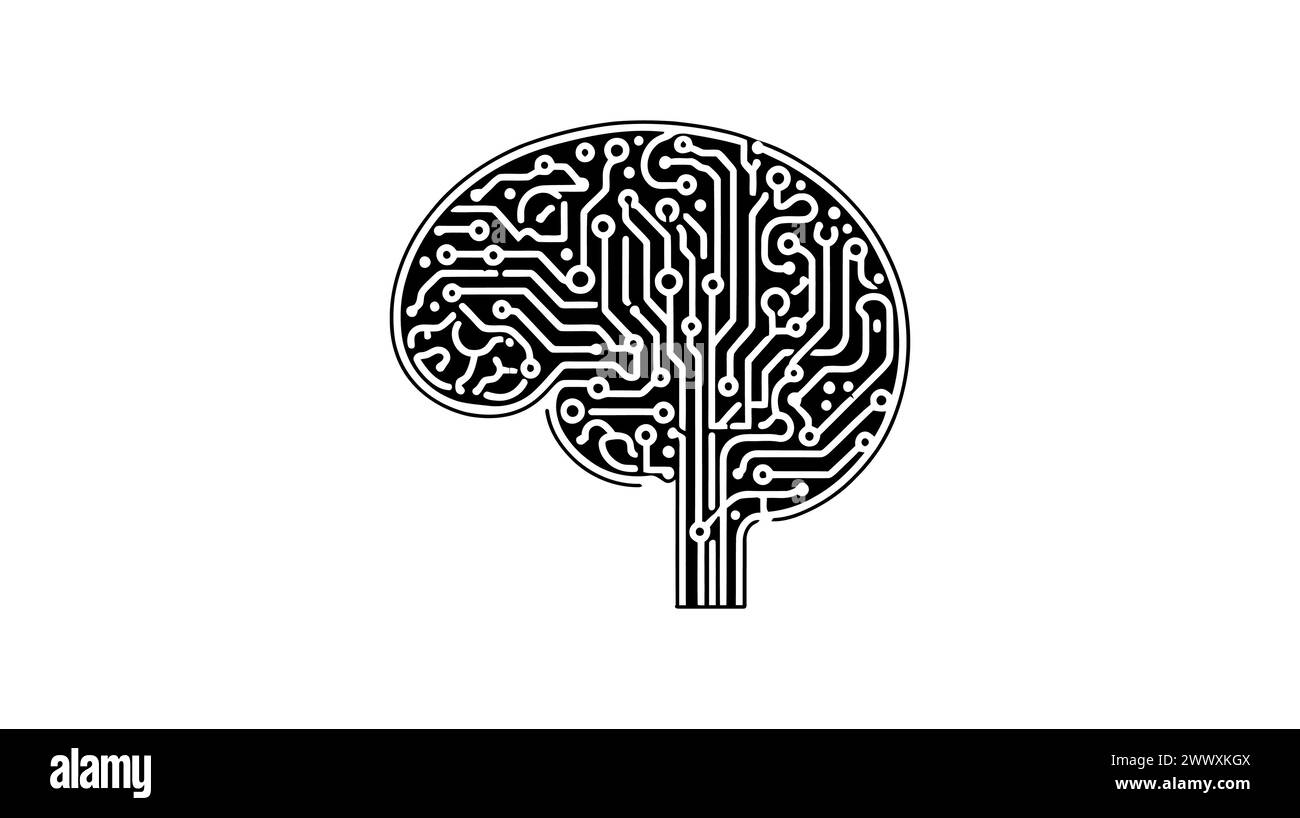 Board brain digital ai vector Black and White Stock Photos & Images - Alamy