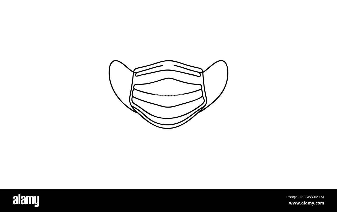 Medical mask one line illustration Stock Vector Image & Art - Alamy