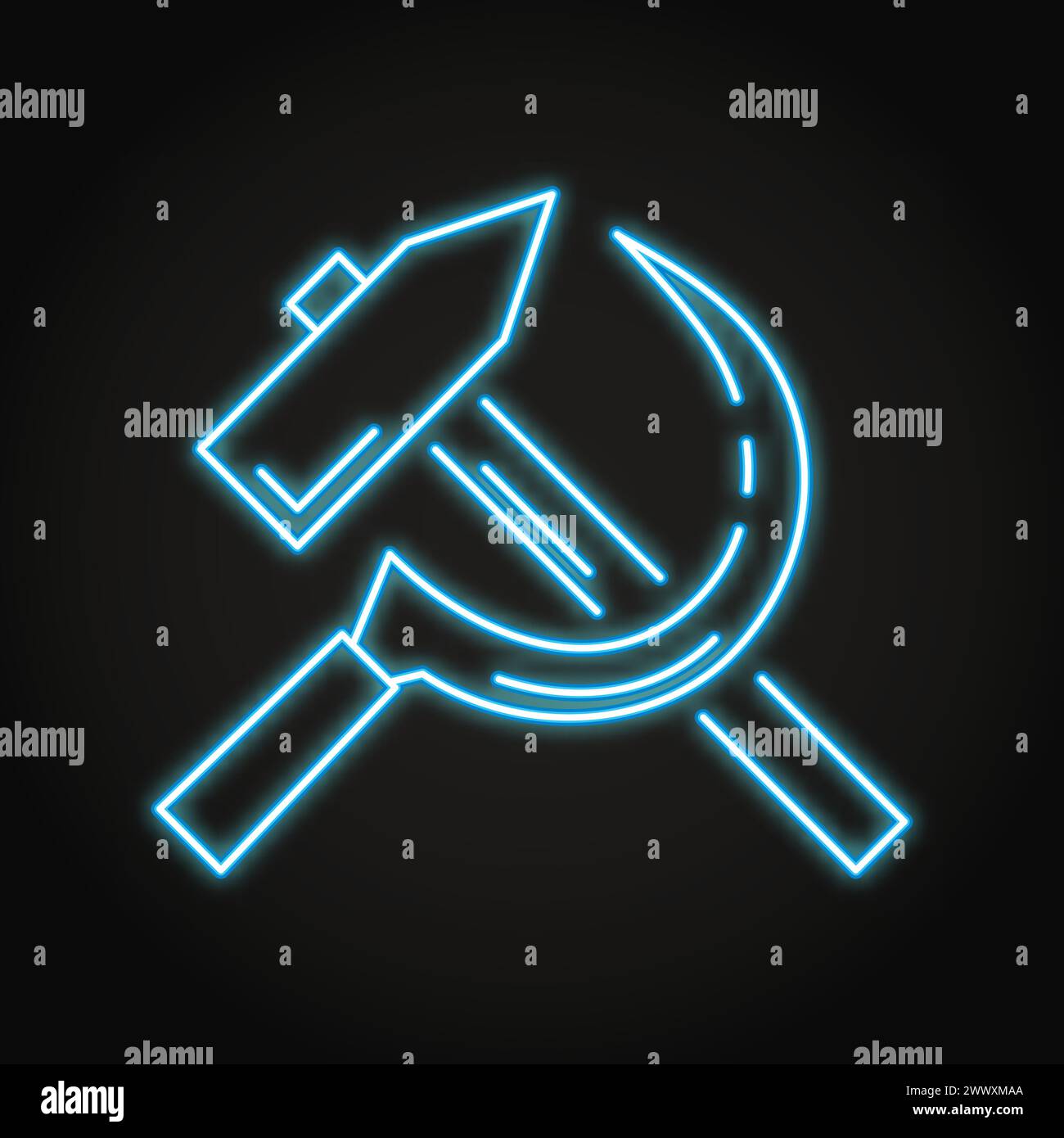Hammer and sickle neon icon. Communism and socialism emblem, famous ...