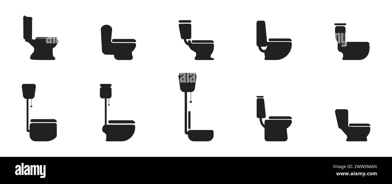 Toilet logo simple color. Simple stylish linear toilet. Furniture for ...