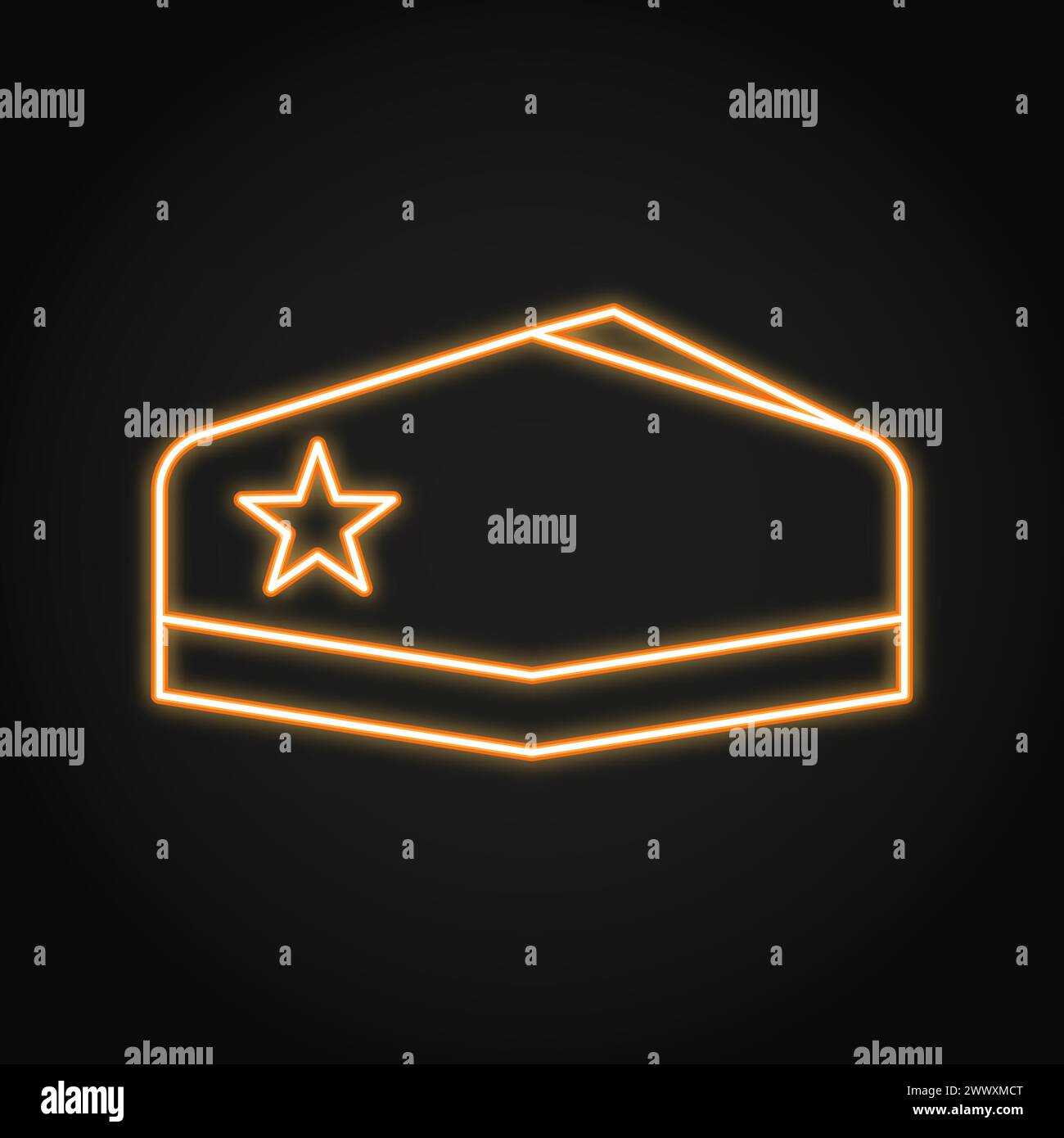 Soviet garrison cap neon icon. Russian military hat with star. Vector ...