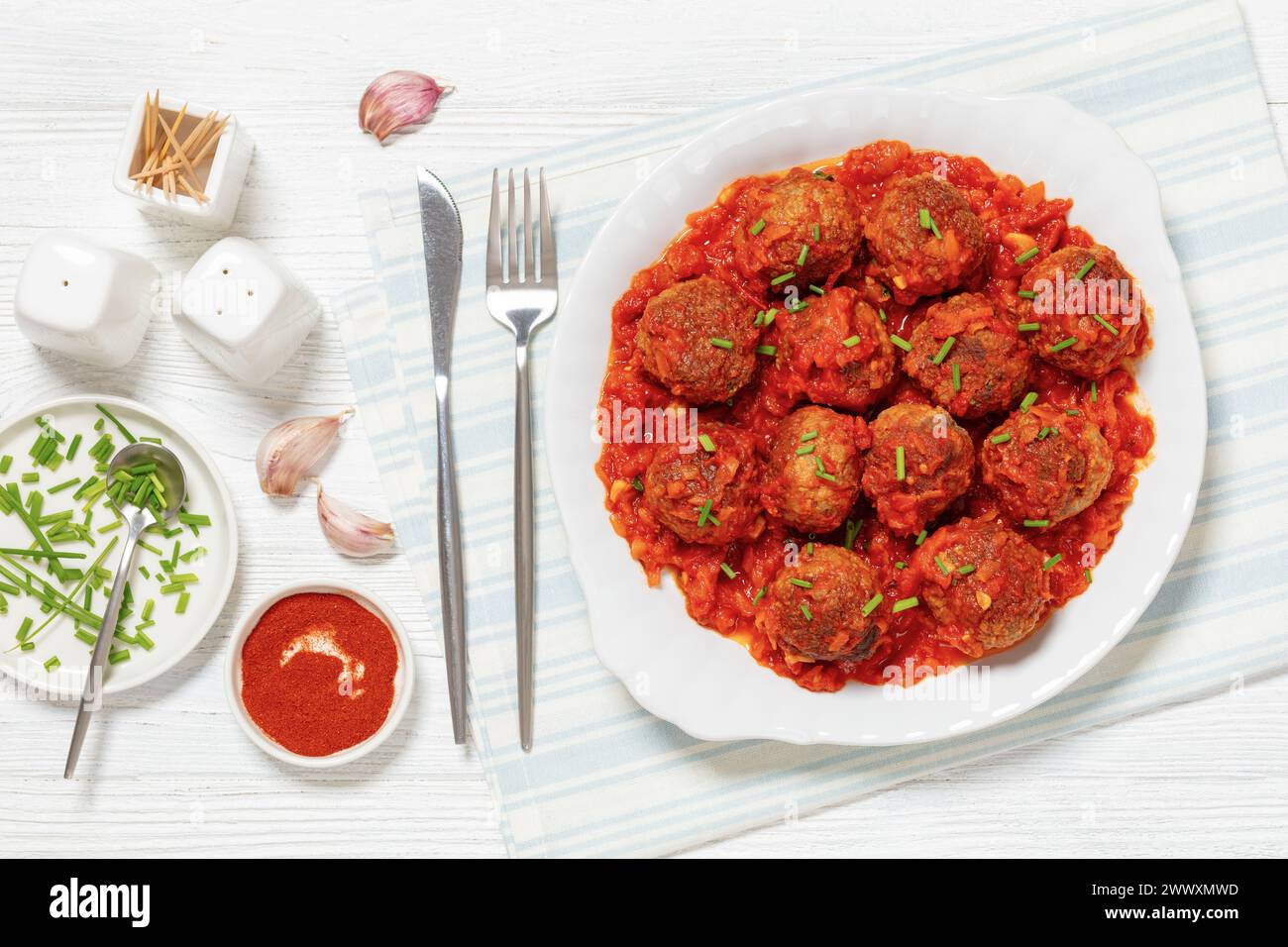Albondigas, mexican meatballs of pork and beef blend in tomato red ...