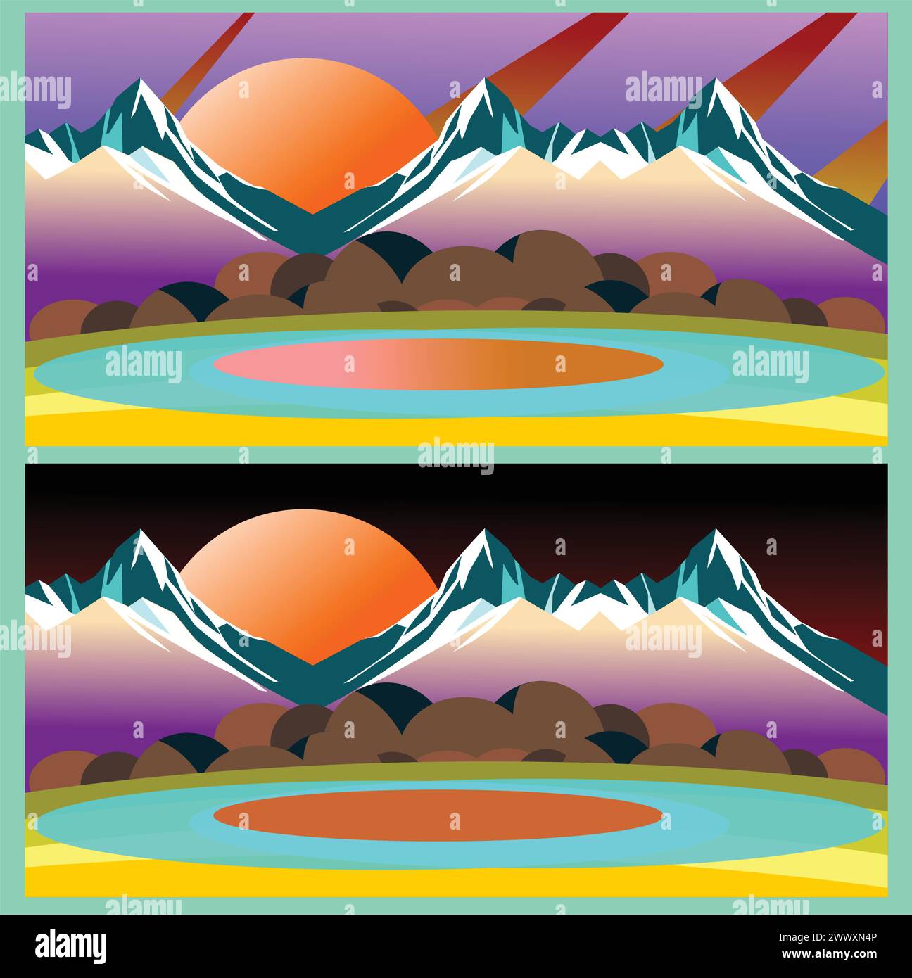 Two men watching sunrise Stock Vector Images - Alamy