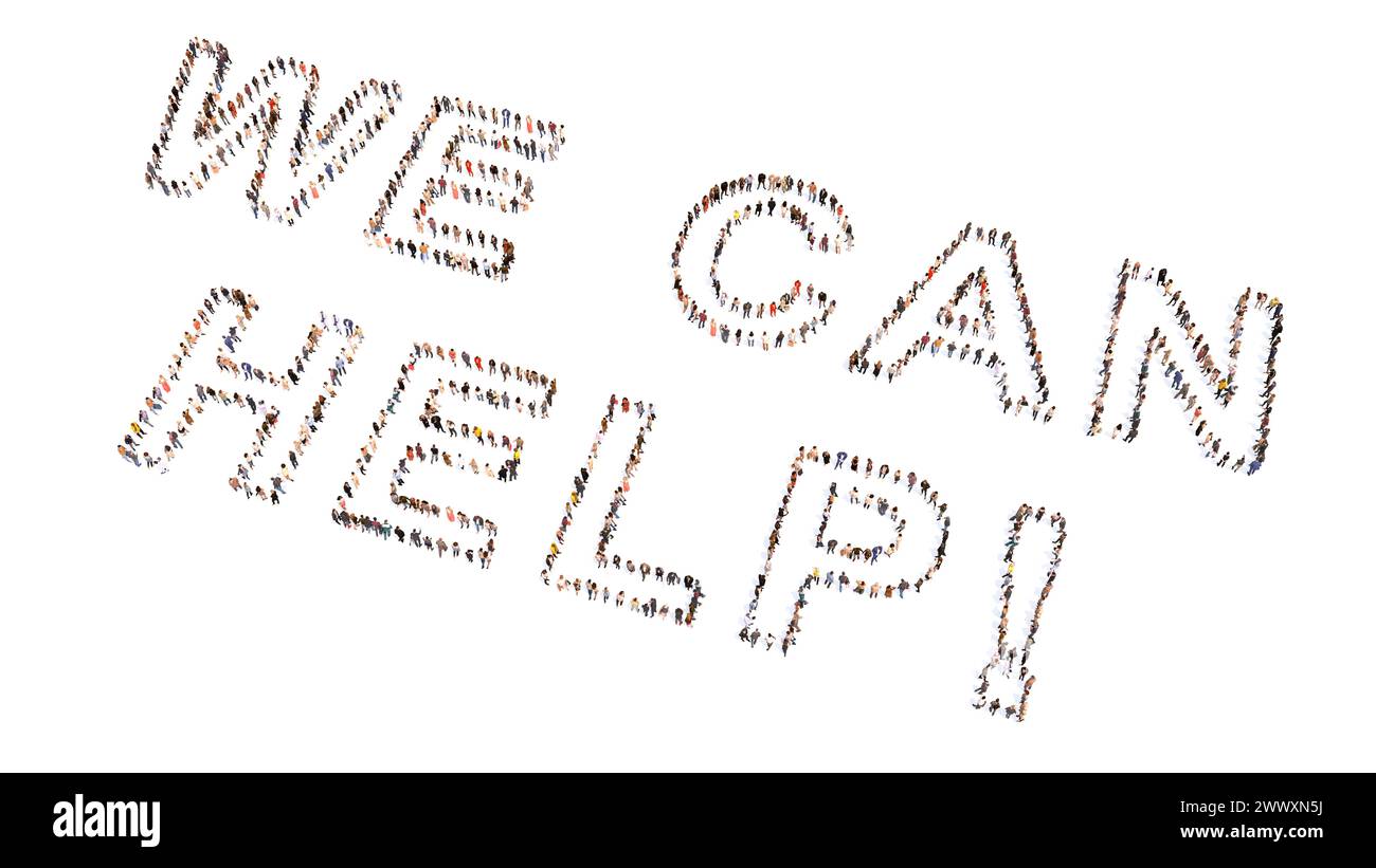 Concept conceptual large community of people forming WE CAND HELP ...