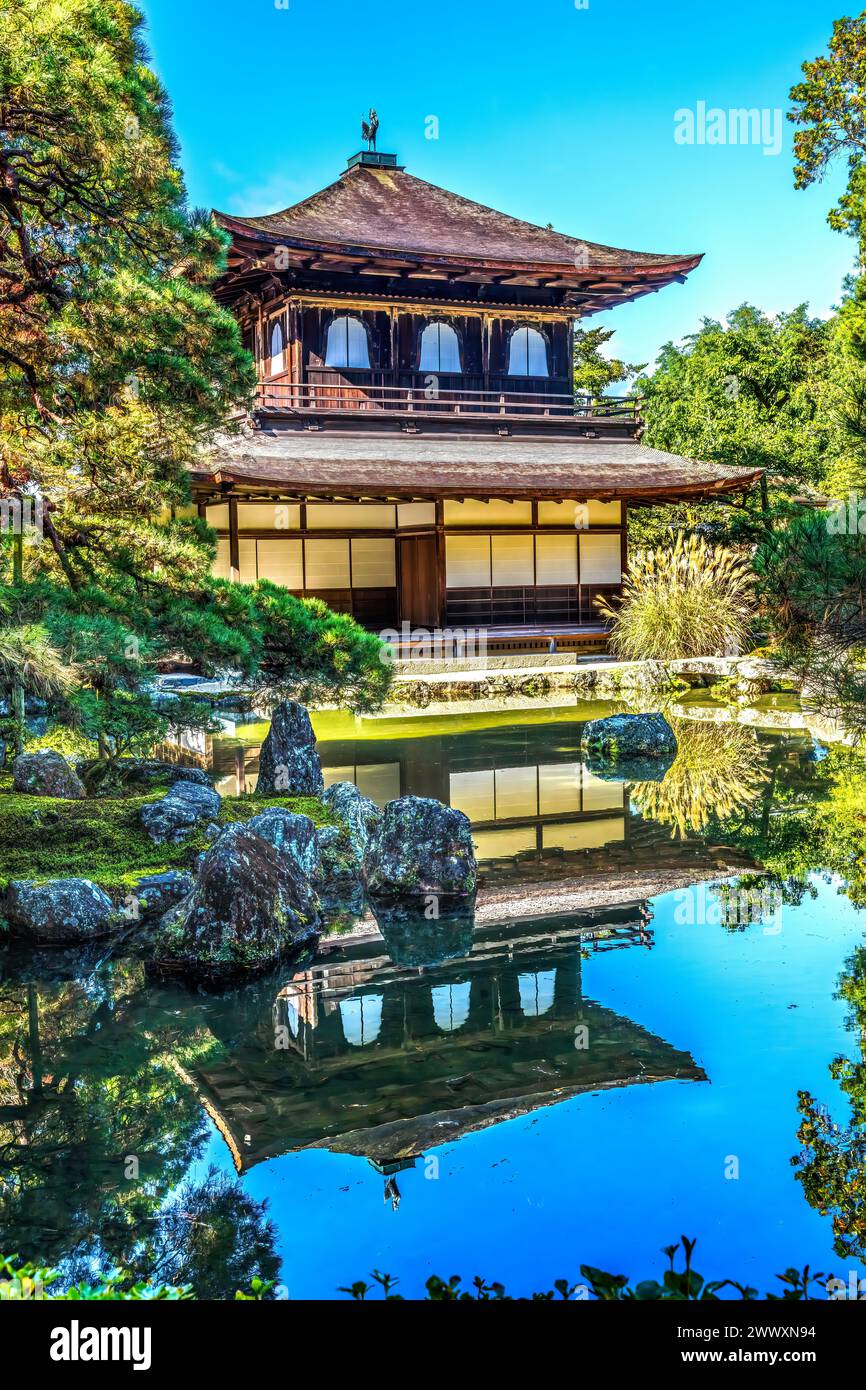 Colorful Fall Leaves Water Reflection Kannon Hall Ginkakuji Silver ...