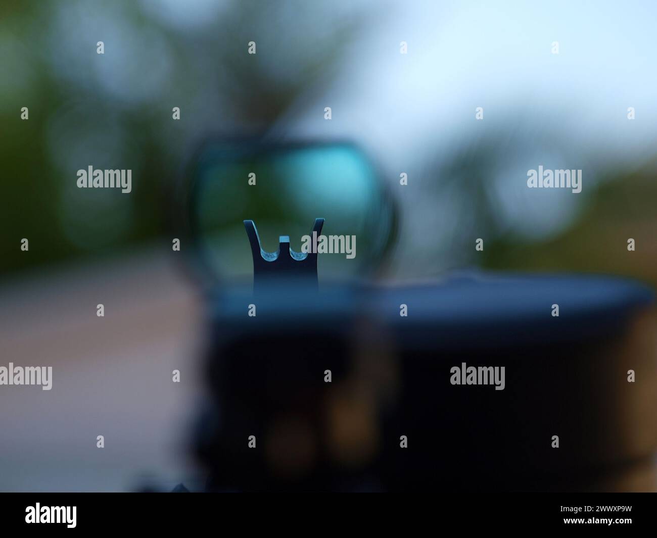 Miami, Florida, United States - January 28, 2014: Gun sight, big close ...
