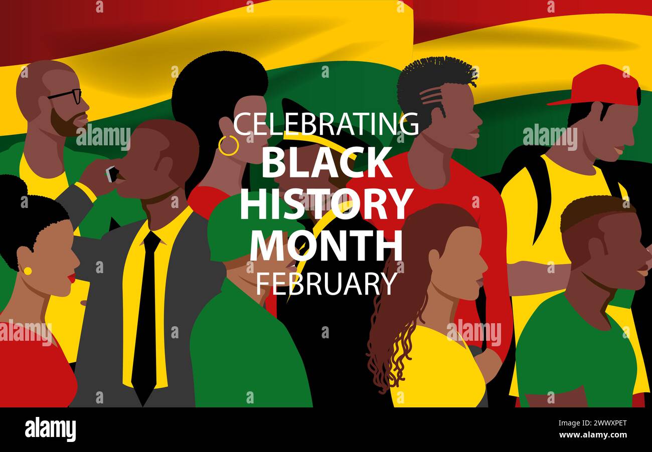 Vibrant colors of black men and women with diverse faces and ...