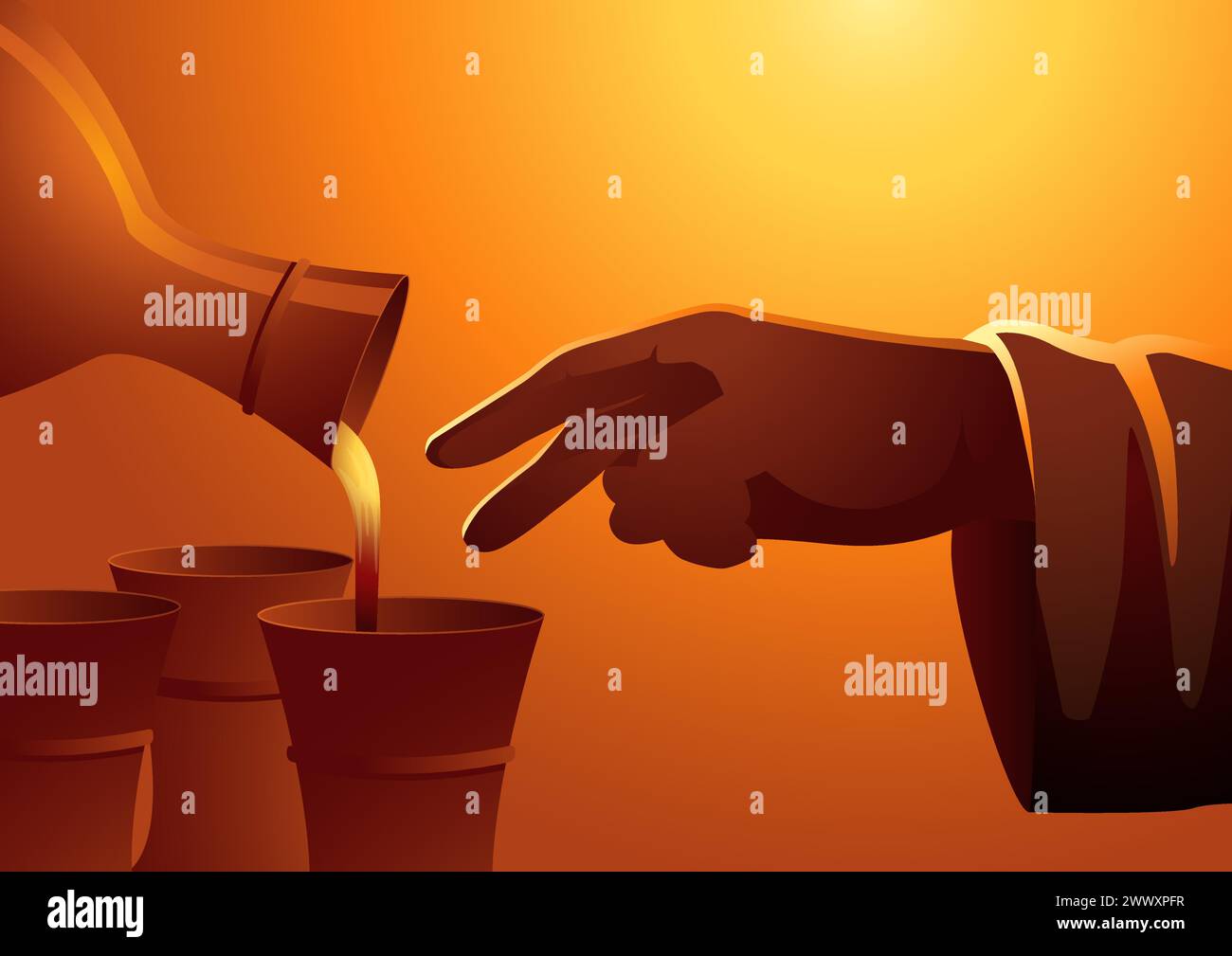 Biblical vector illustration series. Jesus's hand blessing water to ...