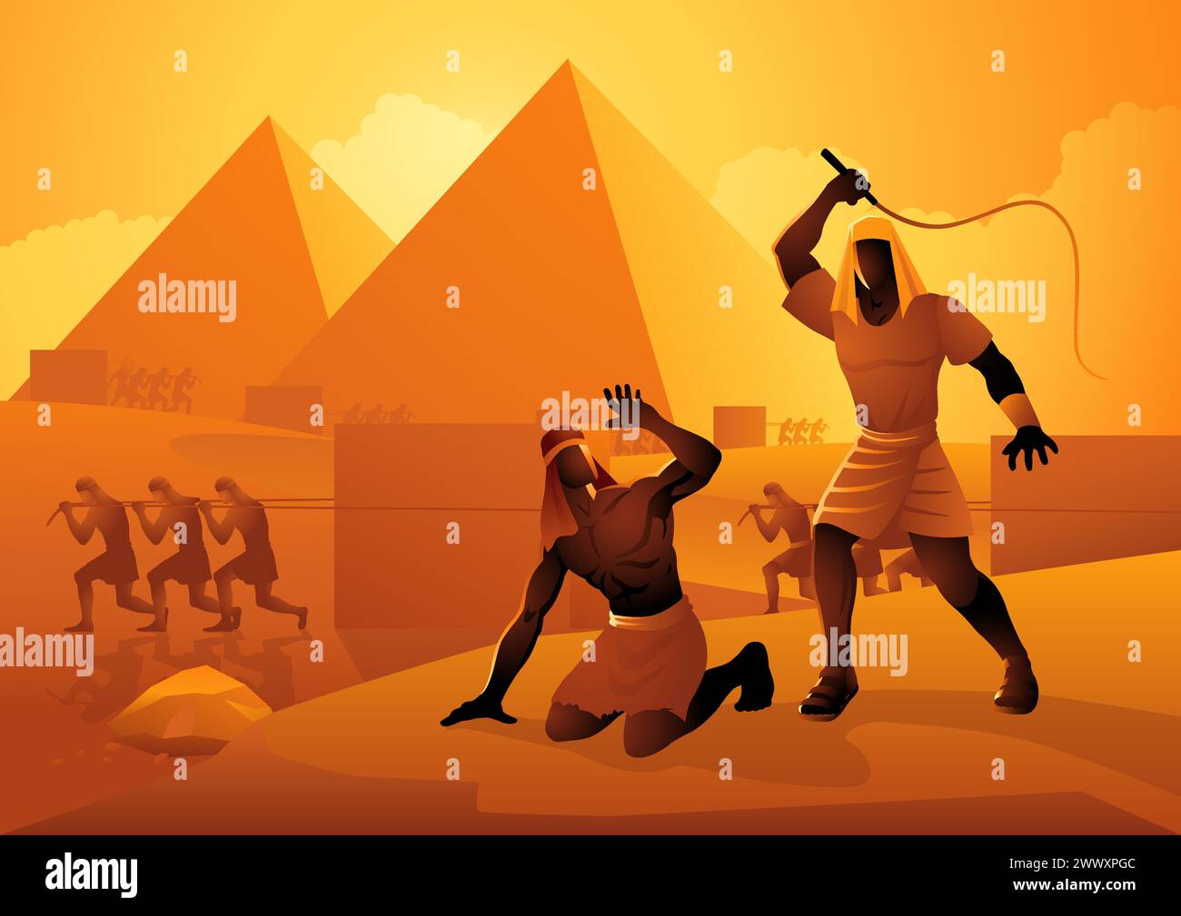 Biblical vector illustration series, Jews in slavery in ancient Egypt ...