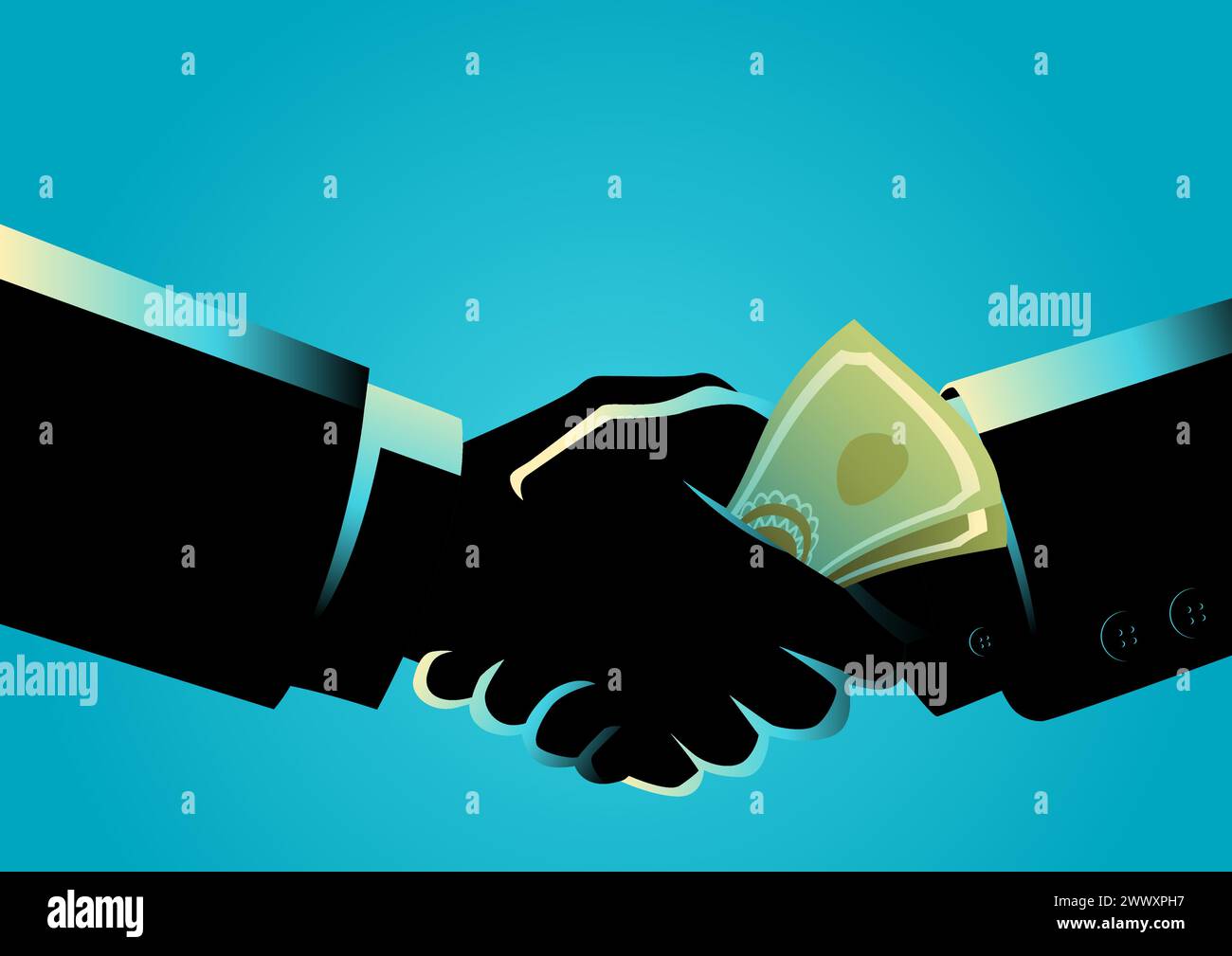 Individuals shaking hands while exchanging money, an evocative ...