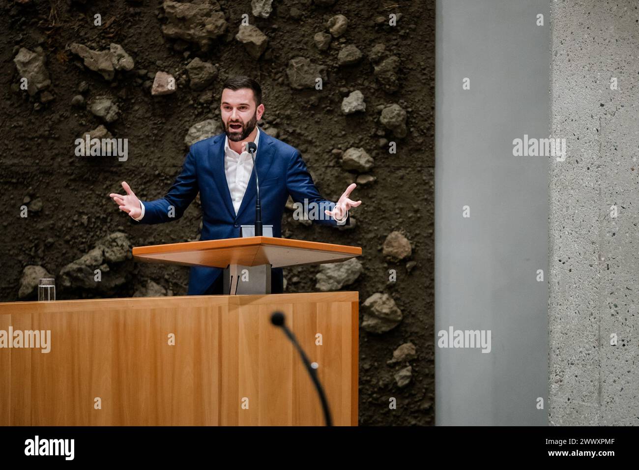 THE HAGUE - Stephan van Baarle (DENK) during the weekly question time ...