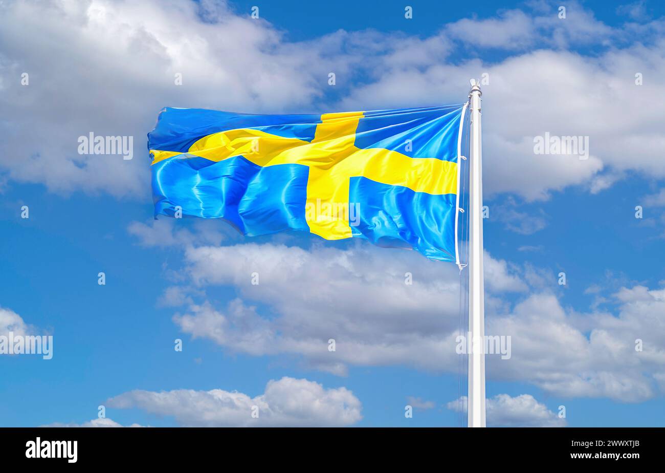 Swedish flags waving in wind hi-res stock photography and images - Alamy