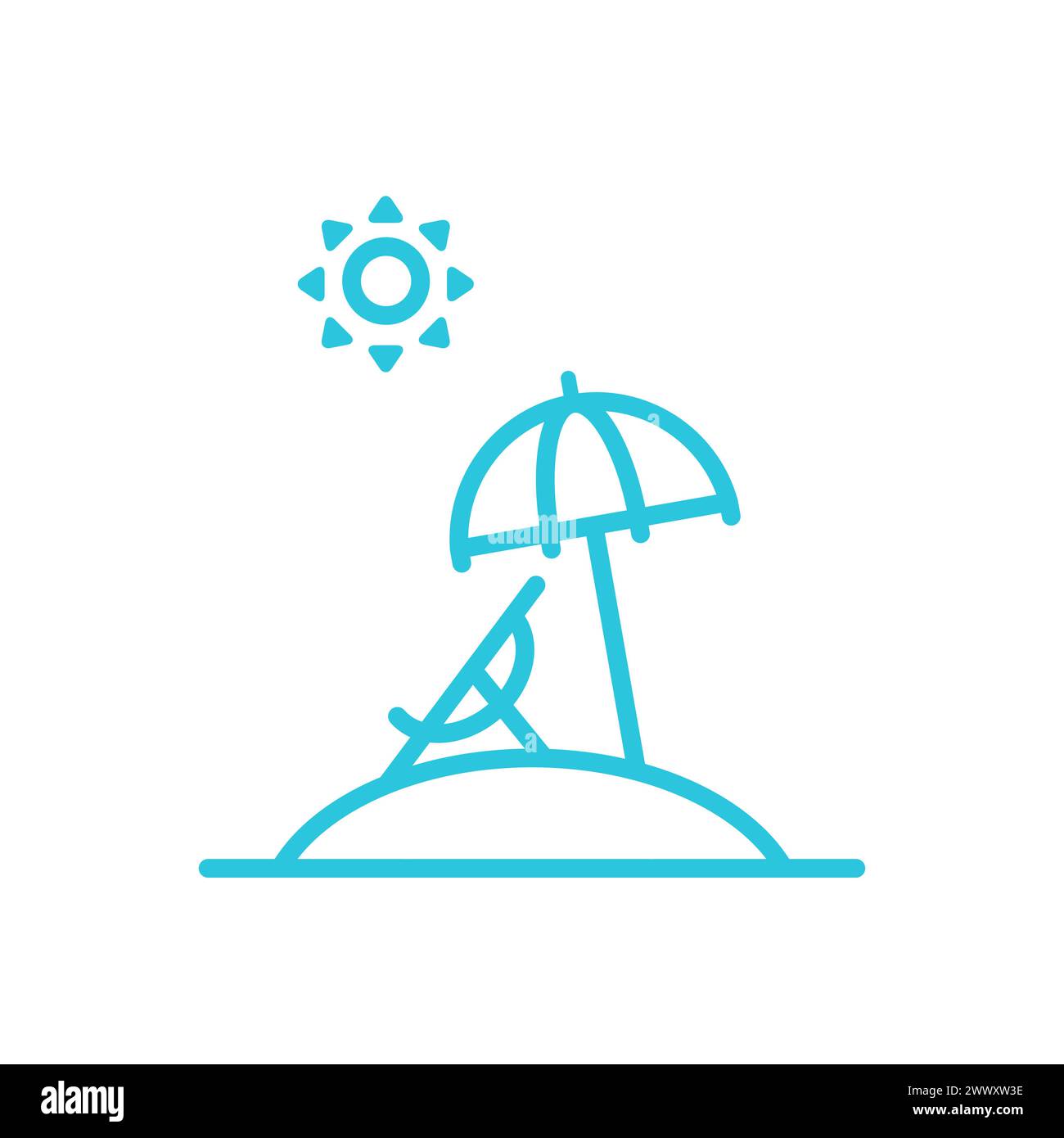 Vacation time on island icon. Isolated on white background, From blue ...