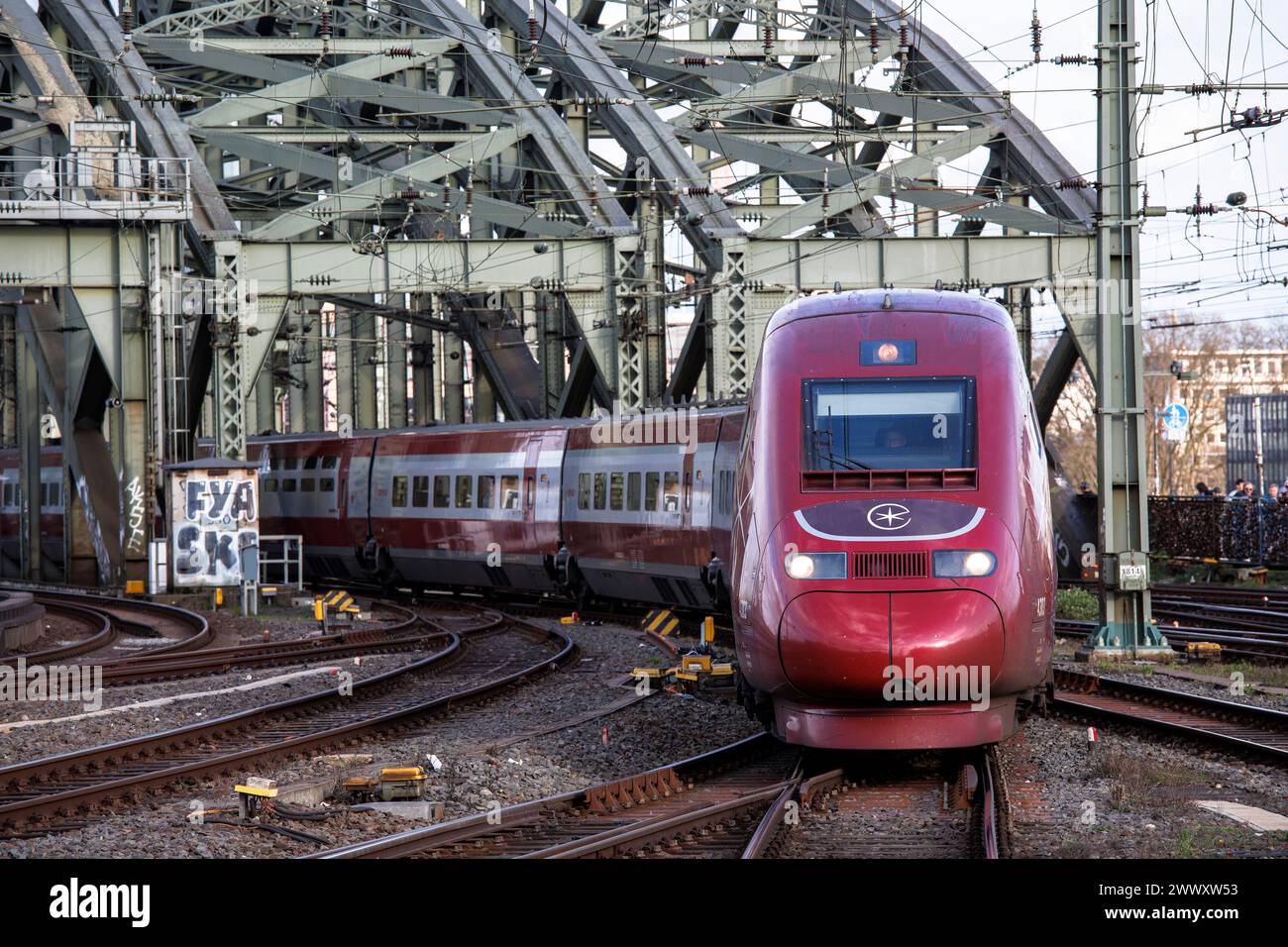 Eurostar high-speed train on arrival at Cologne main station ...